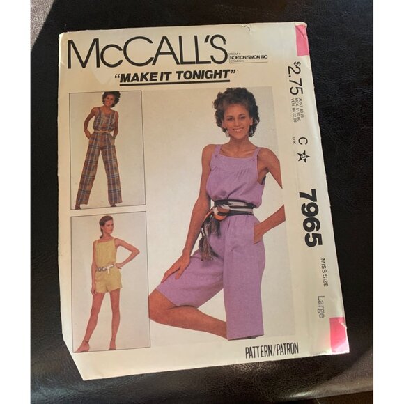 McCall's | Office | Mccalls Misses Jumpsuit Sewing Pattern Size Large ...